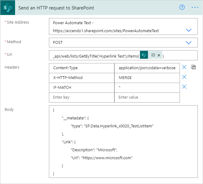 Update A Hyperlink Column In SharePoint With Power Automate